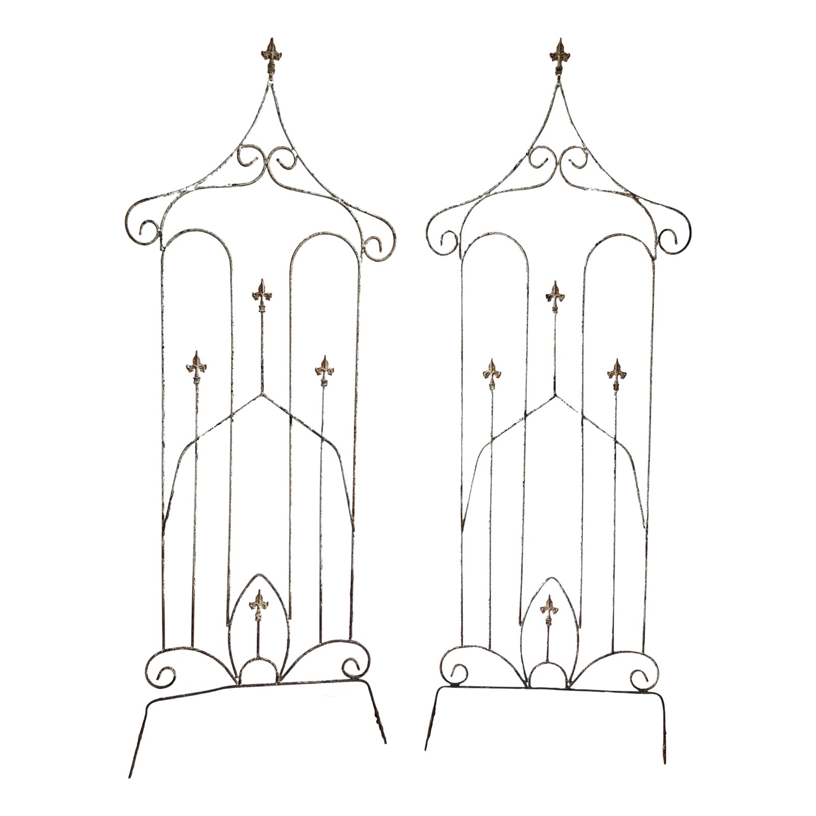 Early 20th Century Monumental French Antique Iron Trellis With Fleur De ...