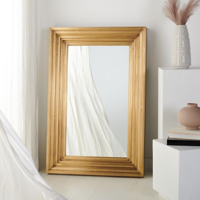Kerry Large Rectangle Wall Mirror - Brass | Chairish