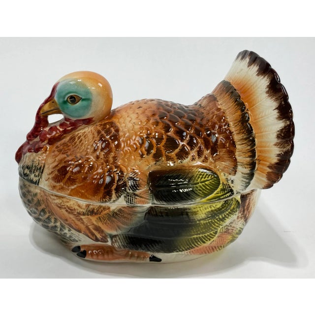 Vintage Lidded Hand-Painted Ceramic Turkey Tureen | Chairish