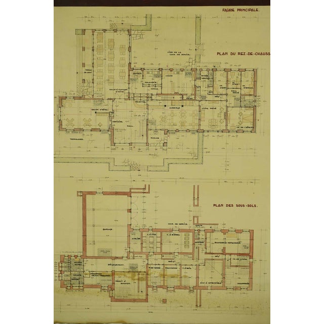 1940s Pine Framed French Hotel Blueprint | Chairish