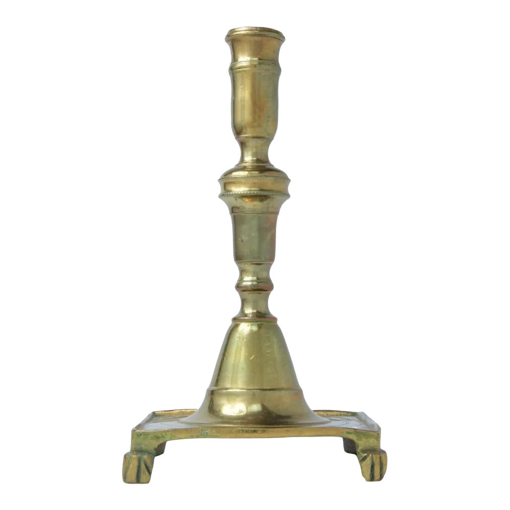 17th Century Footed Spanish Brass Candlestick | Chairish