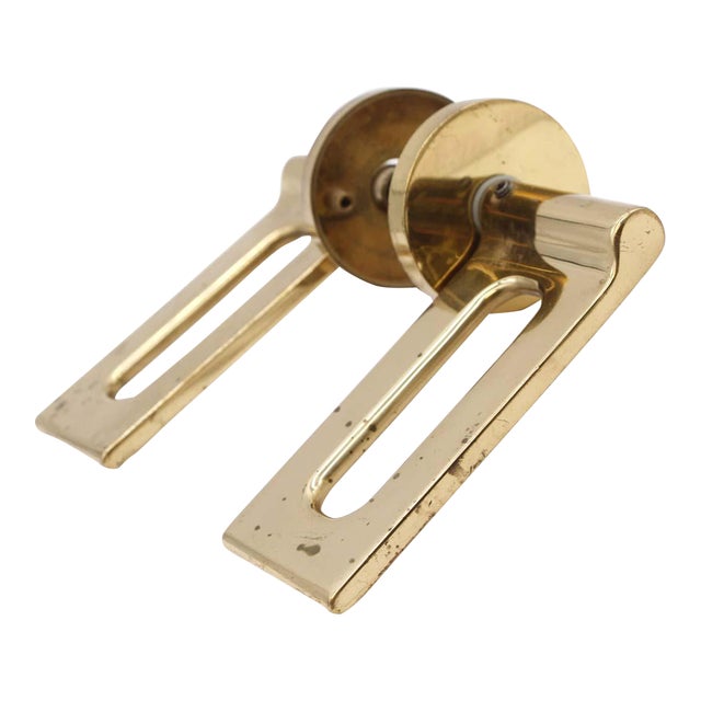 Vintage Italian Modern Brass Rectangle Door Handle Set | Chairish