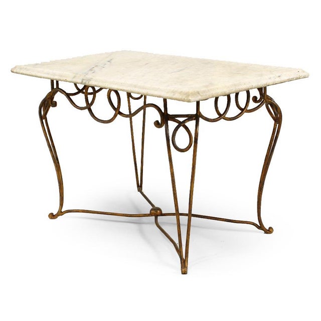 French Scroll Marble Top Coffee Table | Chairish