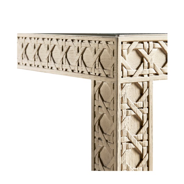 Water Cnoidal Cane Carved End Table | Chairish