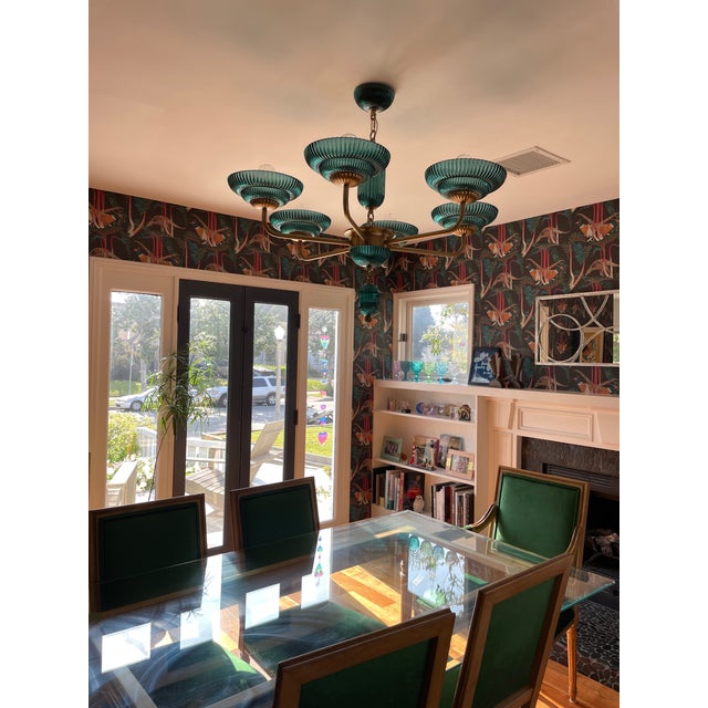 Green Art Deco Verde Chandelier by Kalco Lighting | Chairish