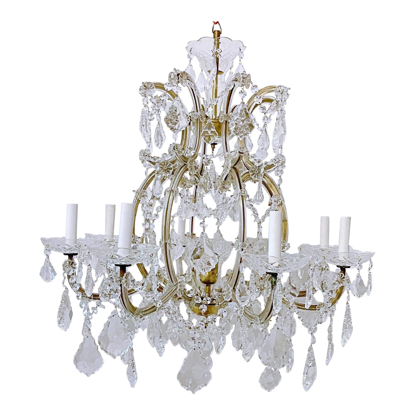 Mid-20th Century Crystal Maria Theresa Style Chandelier | Chairish
