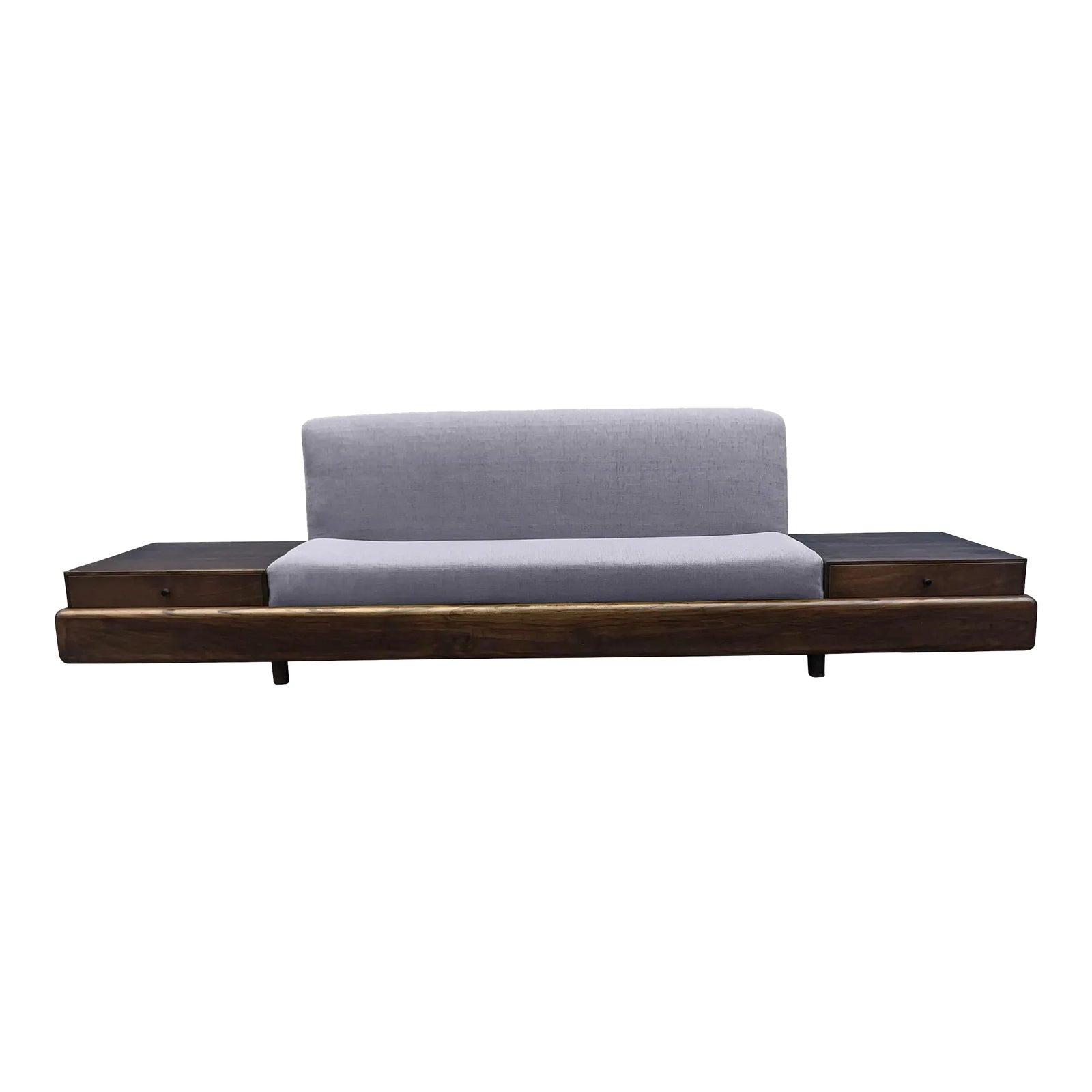 Modern Walnut Platform Sofa | Chairish
