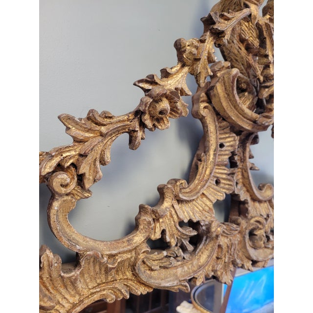 Large 1960s Italian Rococo Style Chippendale Mirror | Chairish