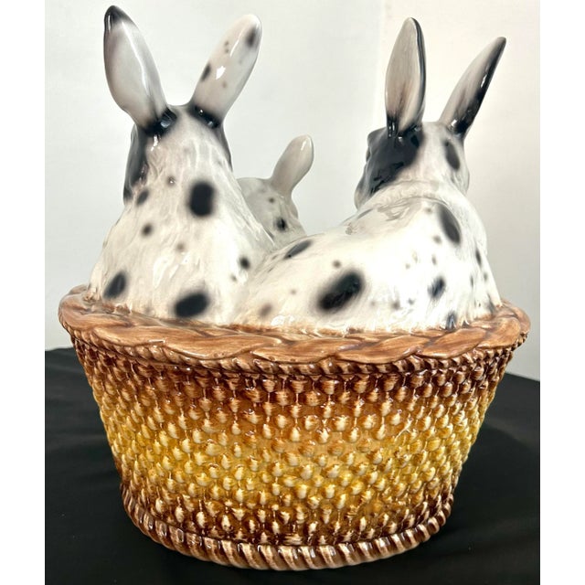 Large Vintage Gump’s Italian Porcelain Family of Rabbits Centerpiece ...