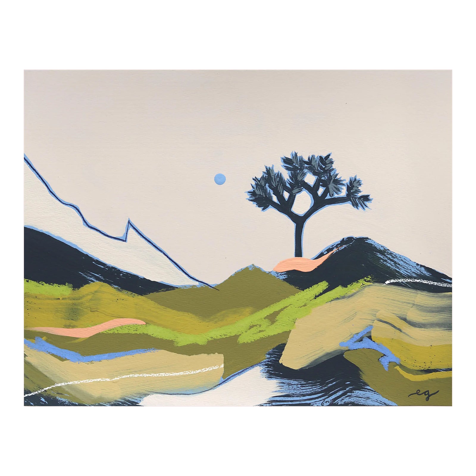 Joshua Tree - Abstract National Park Desert Landscape Painting on Paper ...