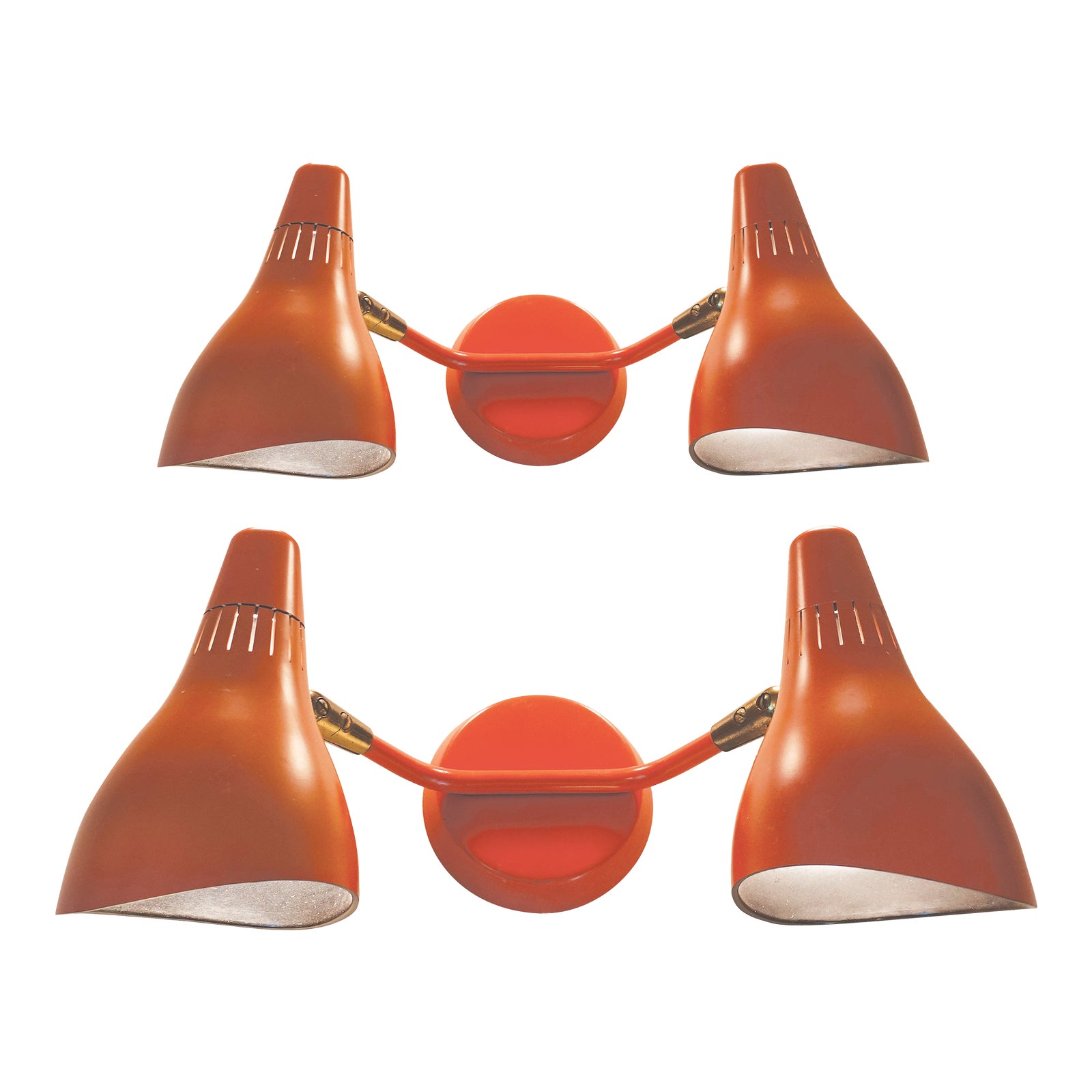 Matched Pair Lightolier Jet Age Atomic Modern Twin Sconce "Salmon" Wall ...