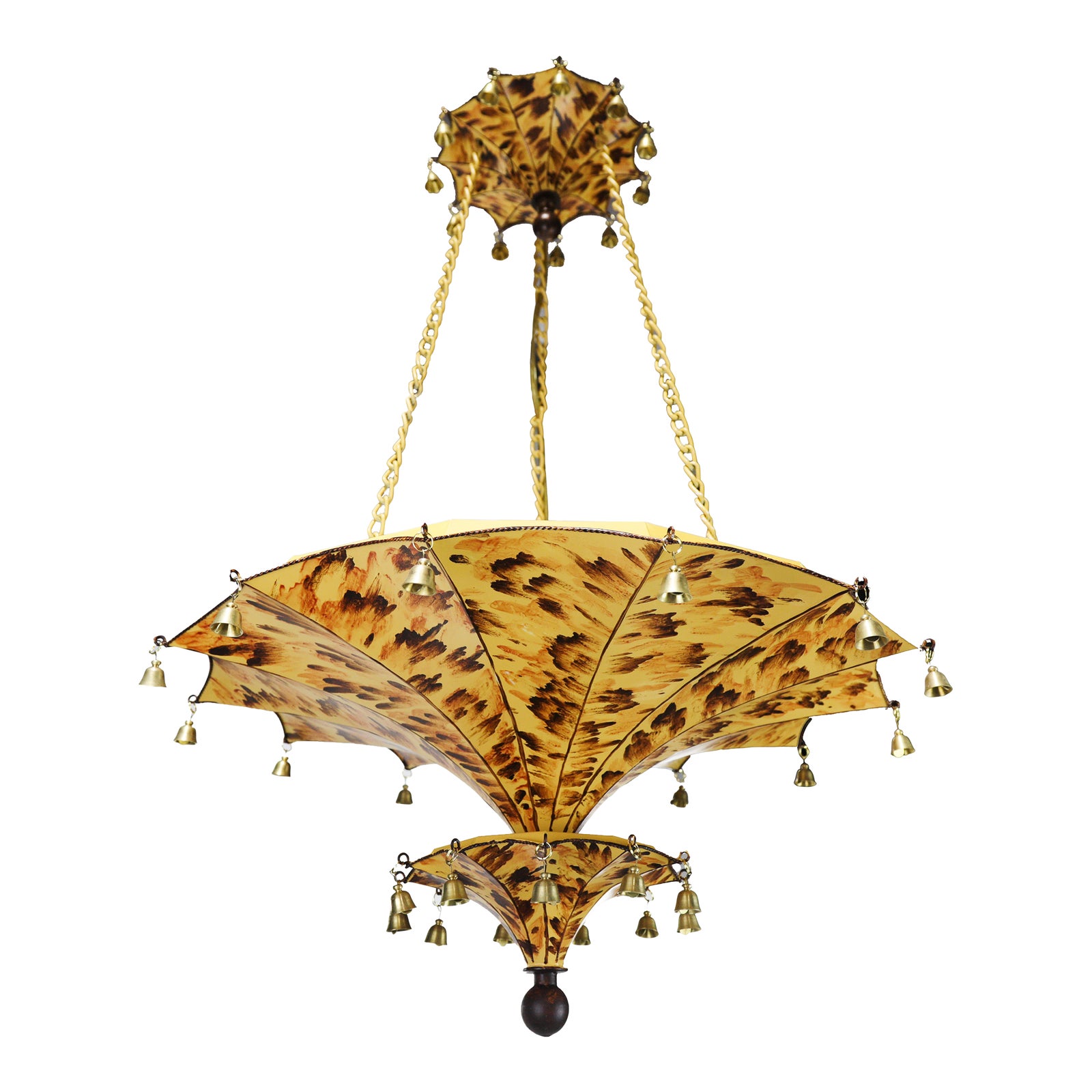 Vintage Two-Tiers Tole Peinte Pagoda-Form Ceiling Chandelier With Faux ...