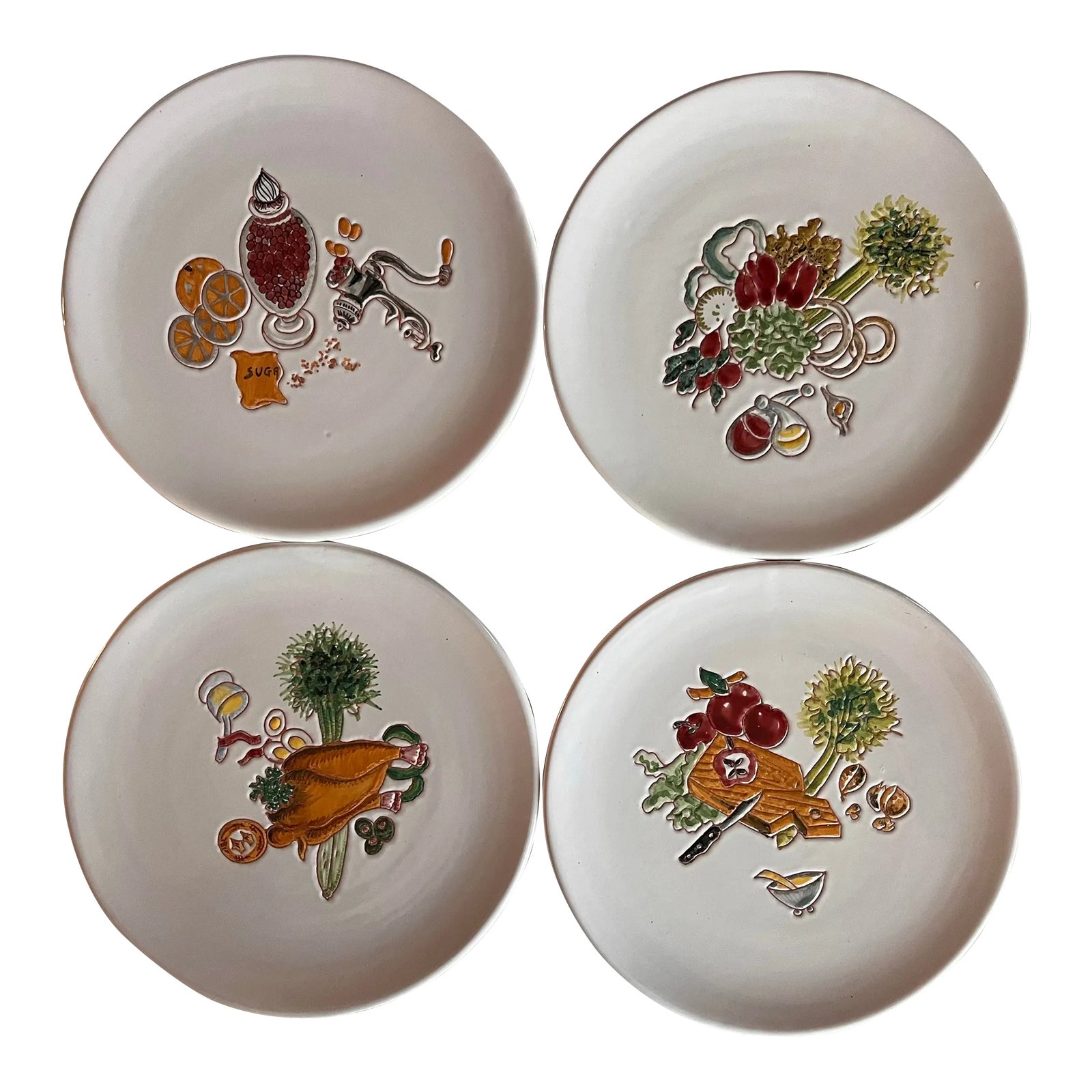 Set of 4 Vintage Walter Hatches Italian Appetizer Serving Plates | Chairish
