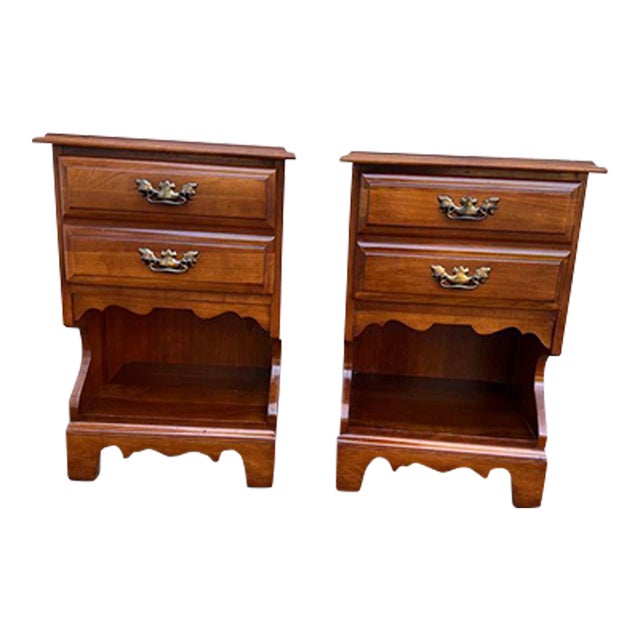 Pair of Vintage Solid Cherry. 1 Drawer Bedside Tables or Nightstands. Chairish