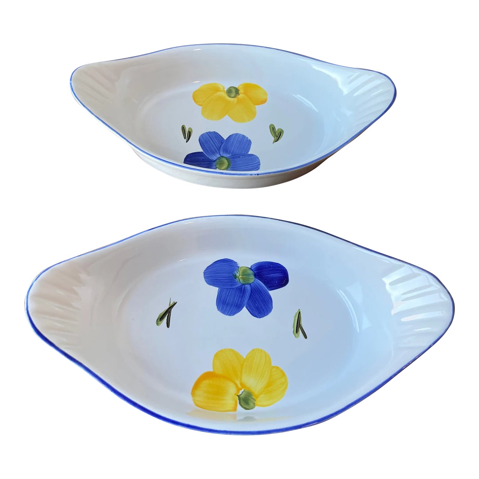Maxam Portugal Pottery Italian Daisy Au Gratin Casserole Dishes- Set of ...
