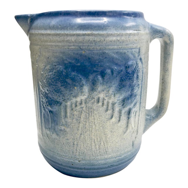 19th Century Cottage Path Through Trees Salt Glaze Pitcher | Chairish