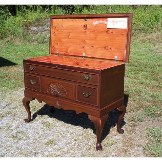 Vintage Lane Queen Anne Mahogany Shell Carved Cedar Chest Trunk | Chairish