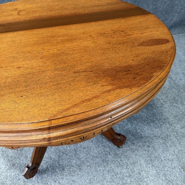 19th Century Solid Walnut Oval Accent Table | Chairish