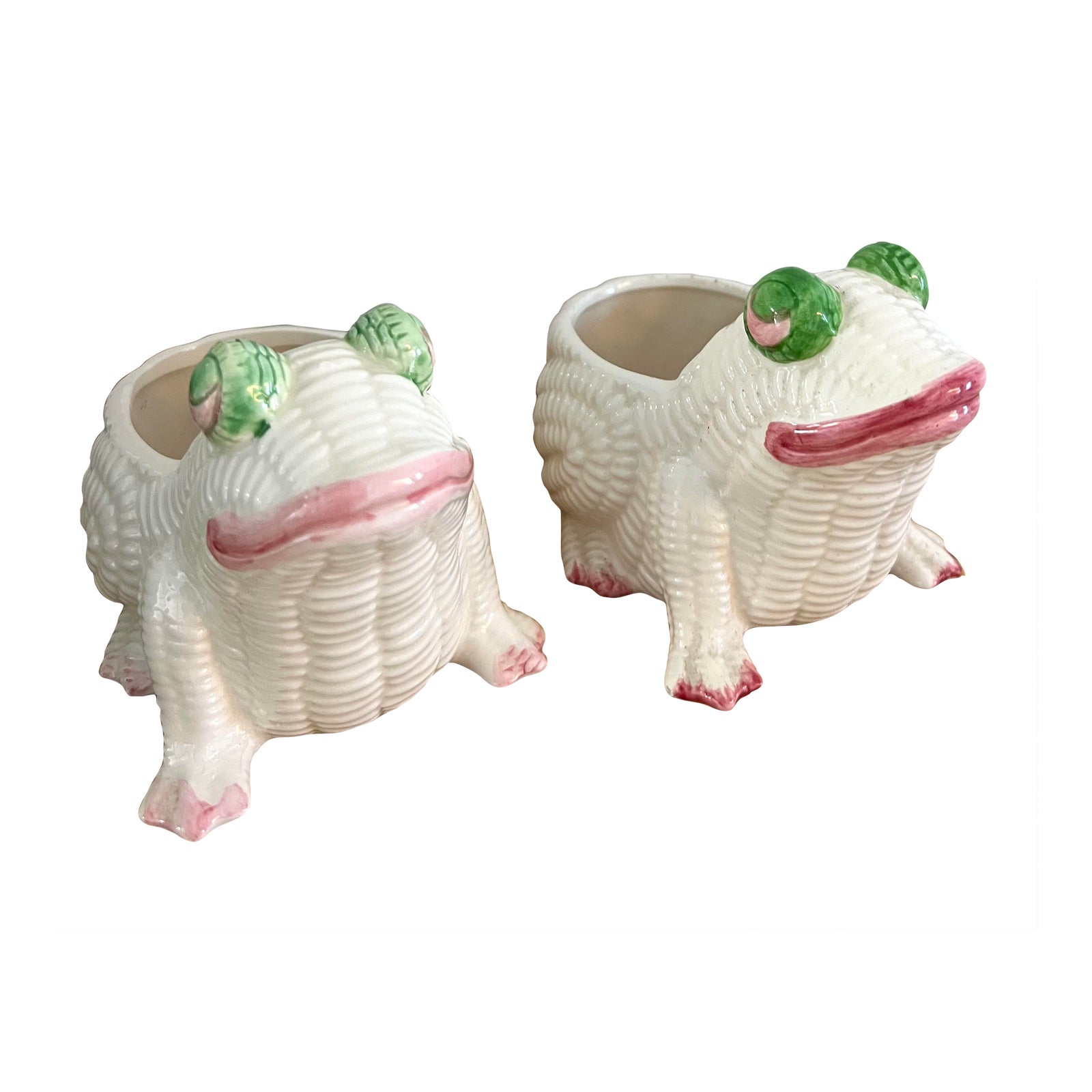 Porcelain Frog Planters - a Pair | Chairish