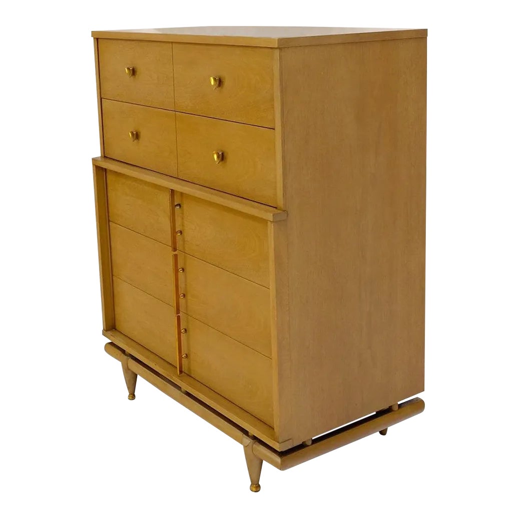 Mid-Century Modern Floating Base 5 Drawers High Chest Dresser | Chairish