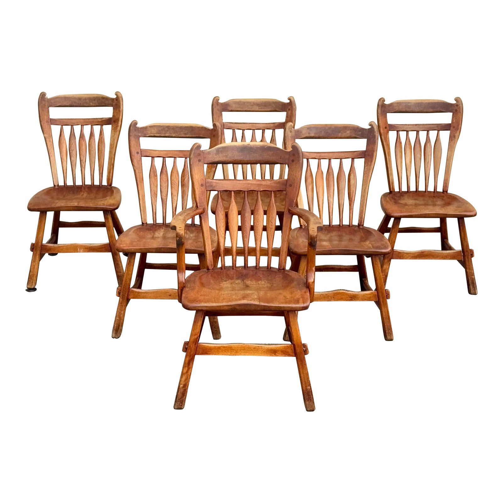 Mid 20th Century Vintage Cushman-Style Spindle-Back Dining Chairs – Set ...