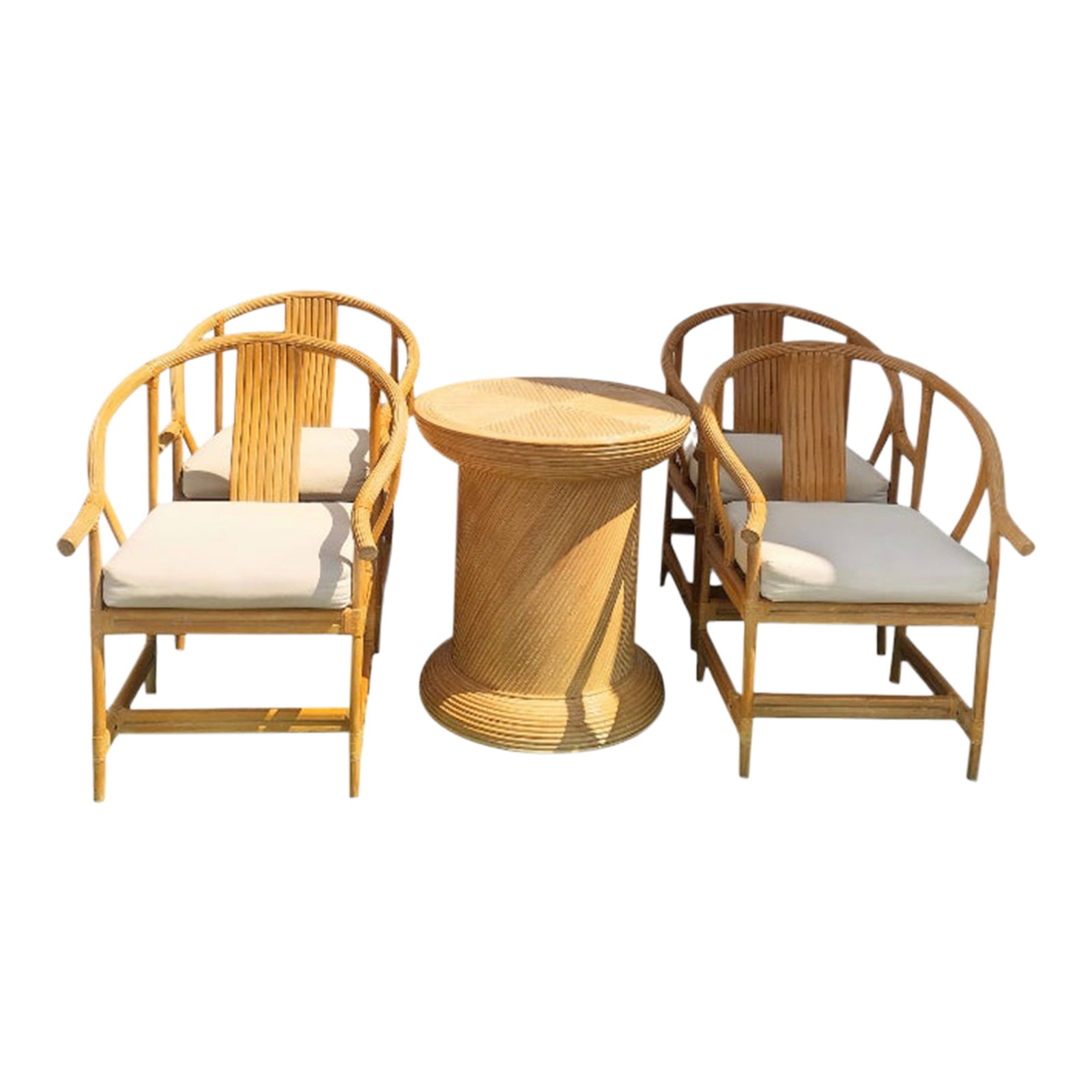 Vintage Gabriella Crespi Style Bent Curved Pencil Reed Dining Room Set ...