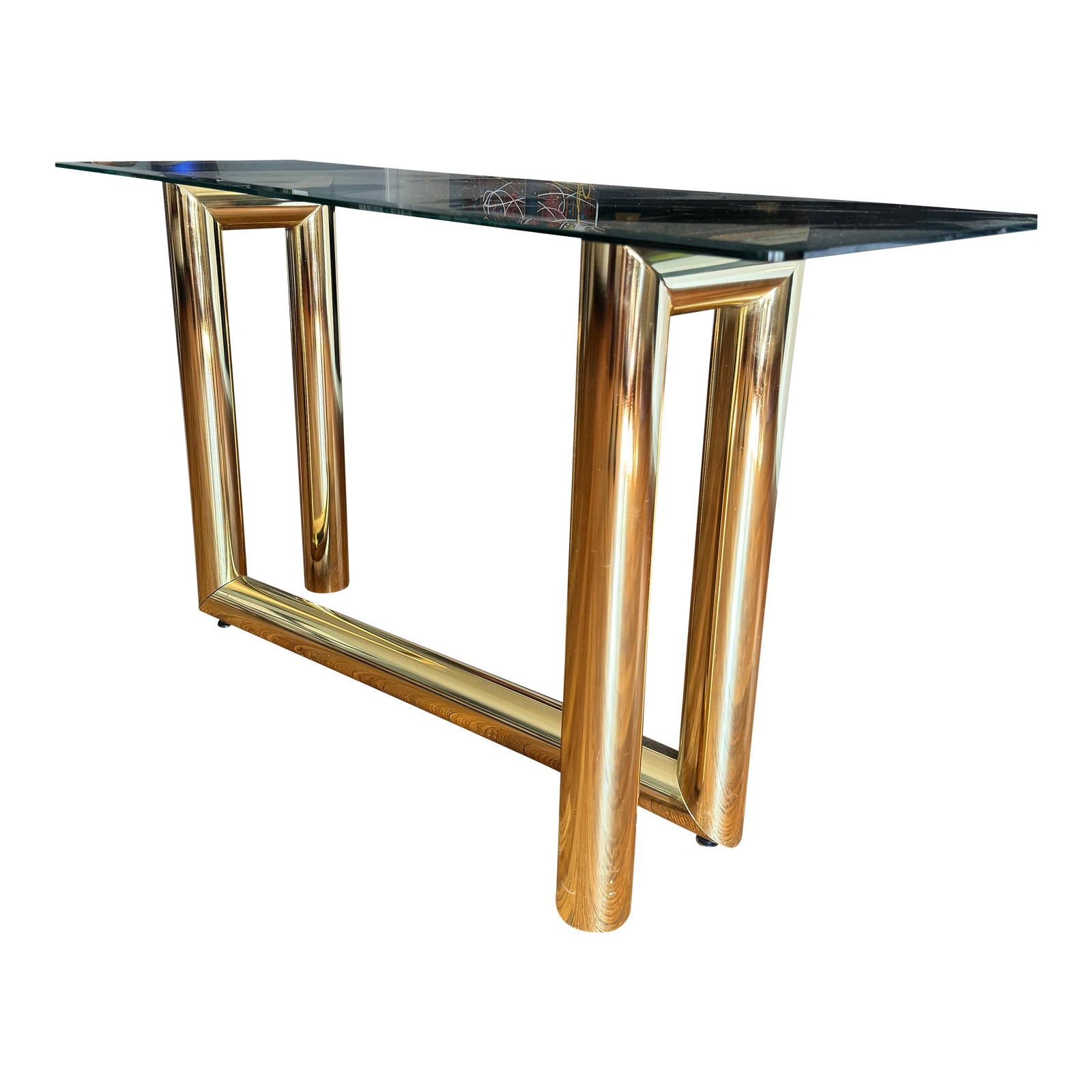 1980s Karl Springer Z Line Style Brass Console Table | Chairish