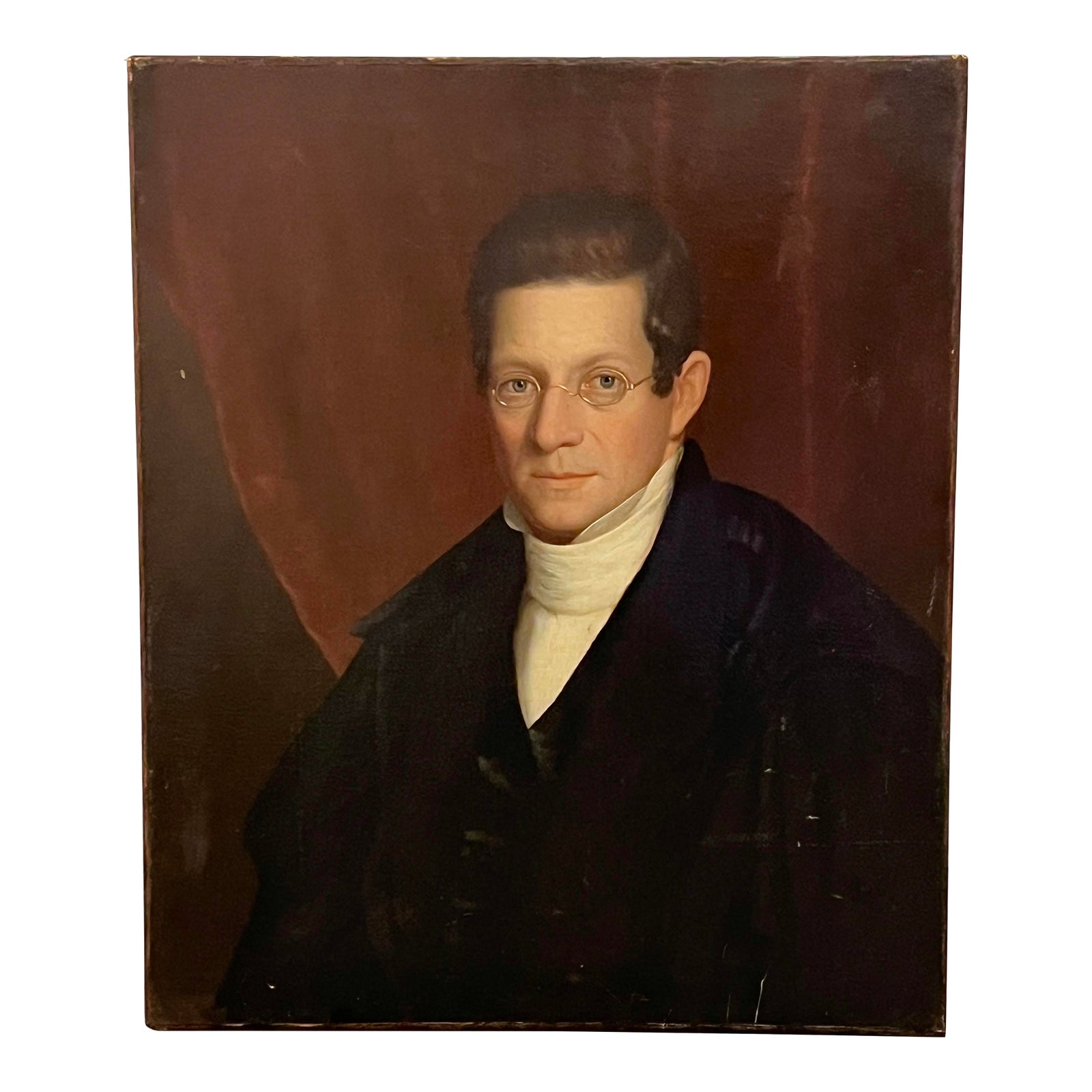 Early 19th Century Oil Portrait of a Bespectacled New England Gentleman ...