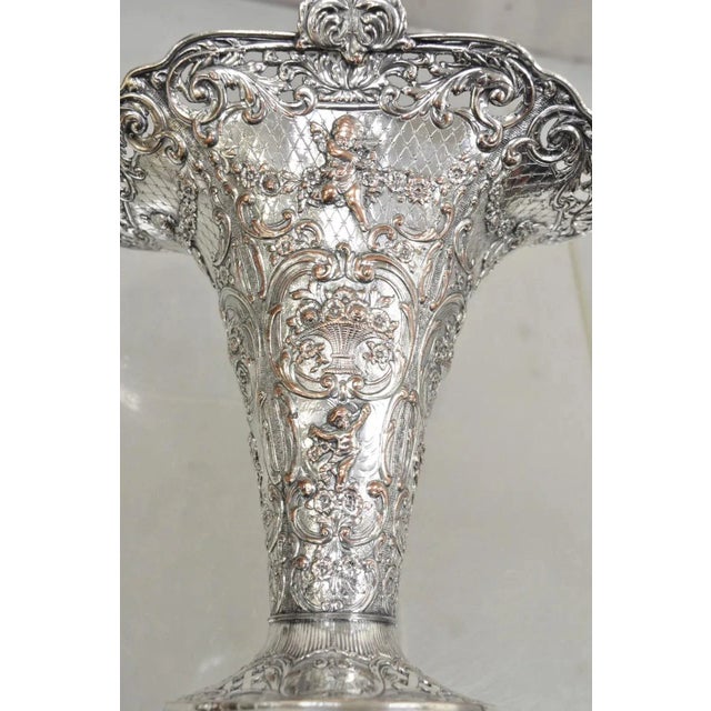 Antique English Victorian Repousse Silver Plated Cherub Vase Brides ...
