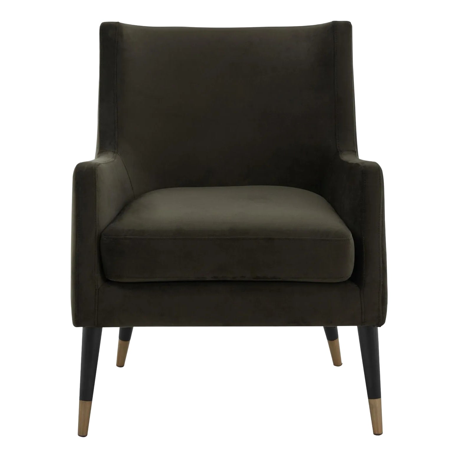 Sicily Velvet Arm Chair - Shale / Antique Brass | Chairish