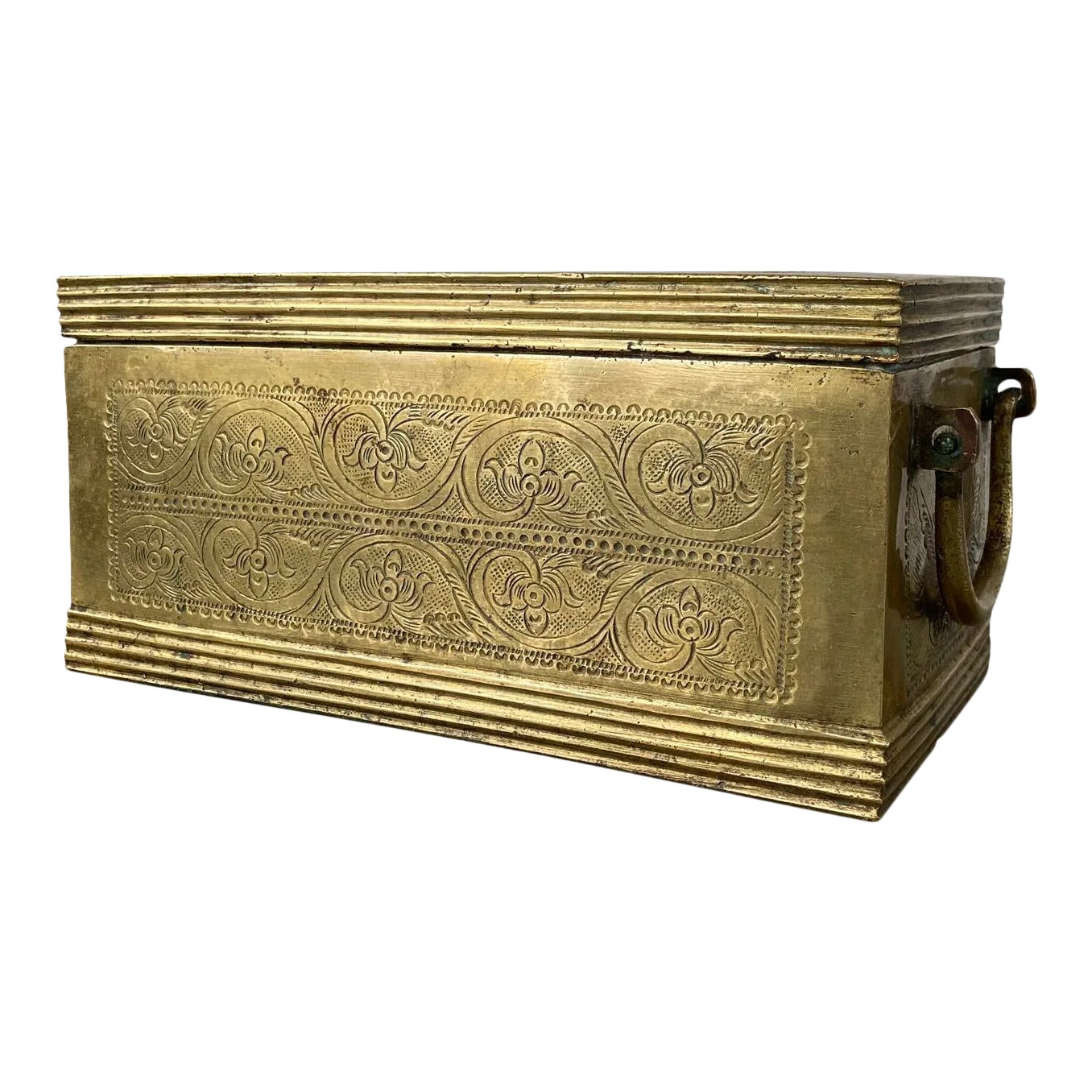Antique Engraved and Punched Brass Box | Chairish