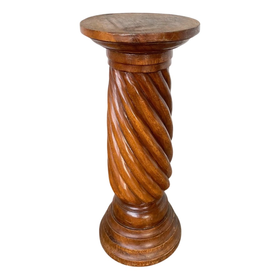 Turned Walnut Column, 1930s | Chairish