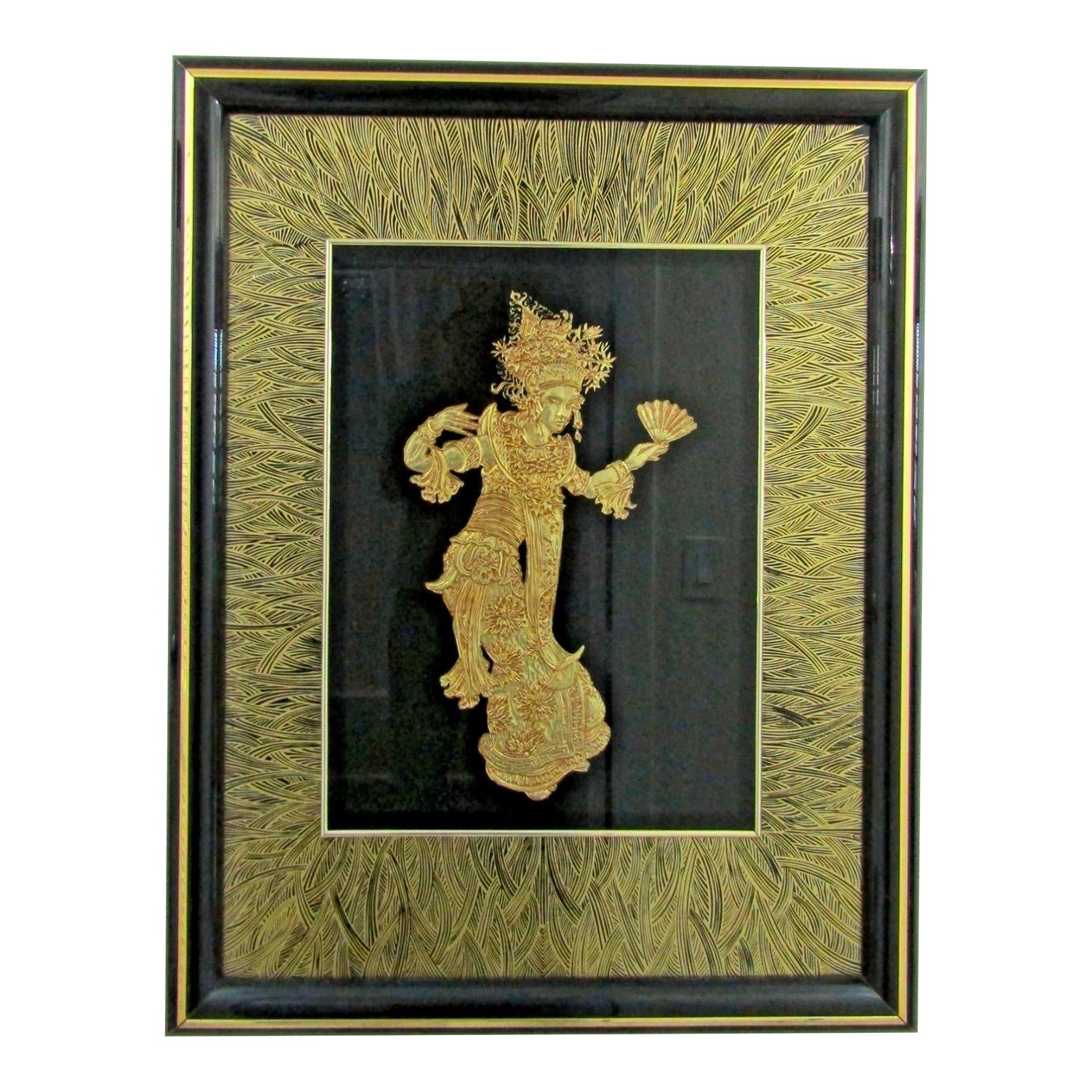 1960s Large Sebet Silverman Verre Églomisé Thai Dancer Gold Leaf ...