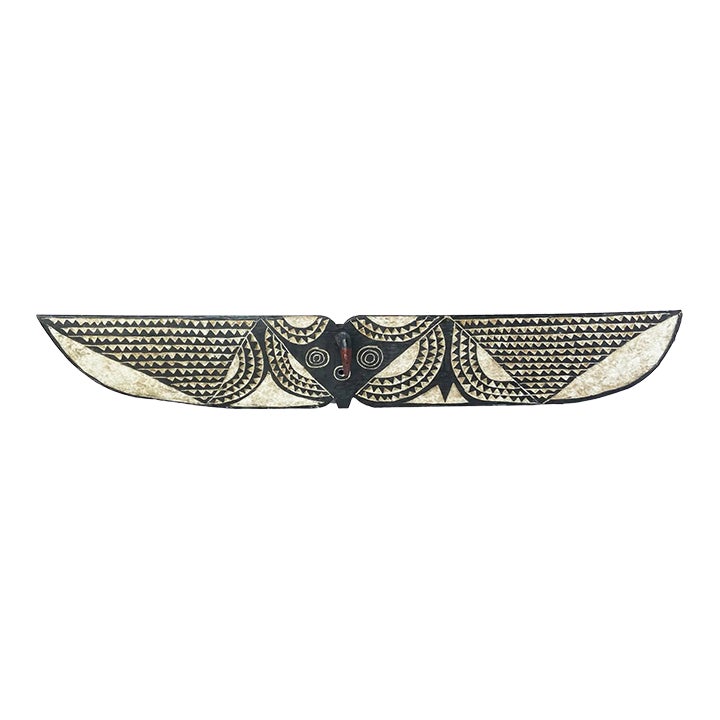 VTG African Horizontal Butterfly Black & White Mask Sculpture Burkina ...