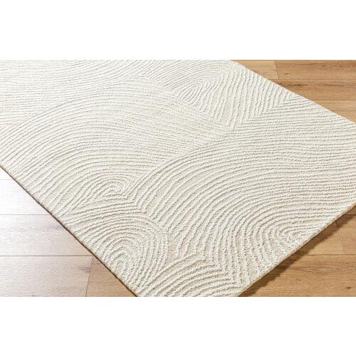 Hand Tufted Abstract Ivory Wool Rug - 8x10 | Chairish