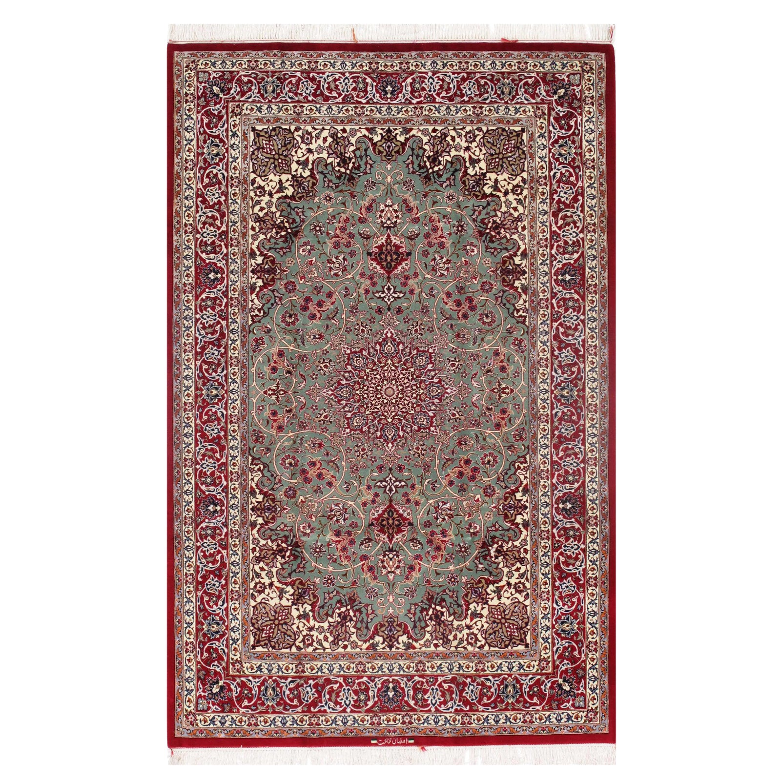 Pasargad Light Green Persian Isfahan Rug - 5' X 8' | Chairish