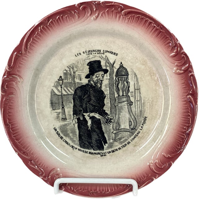 Antique French Les De'jeuners Comiques "Talking Plates", Set of Six ...