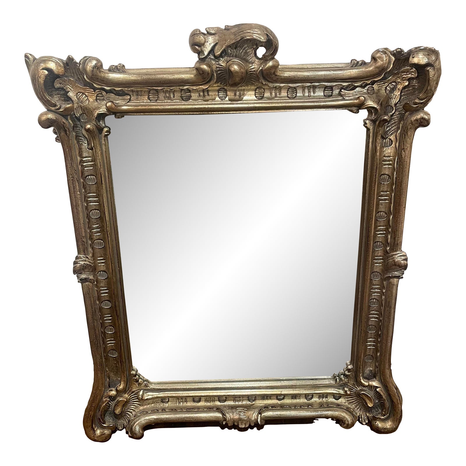 Vintage Mid 20th Century Silver Rococo Mirror | Chairish