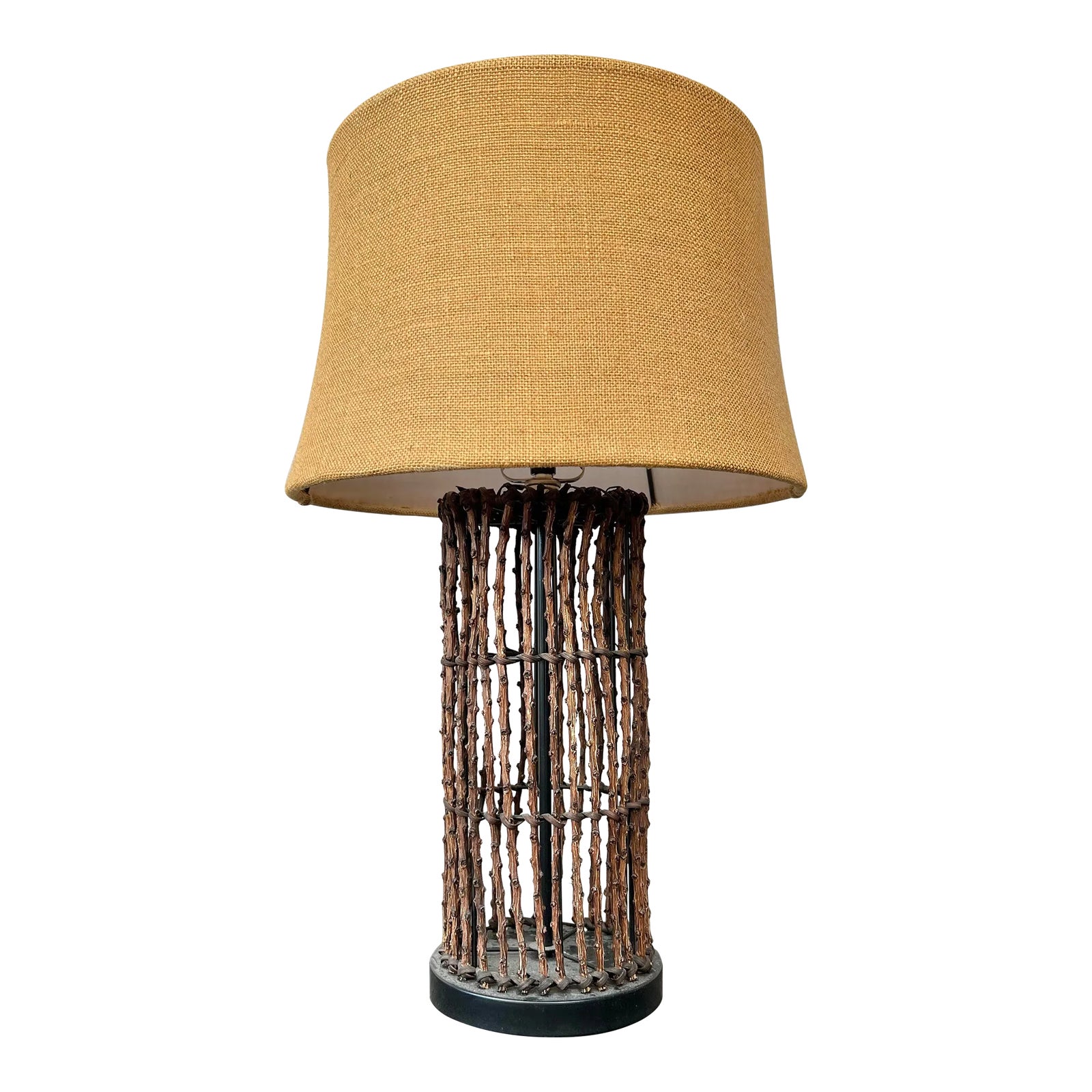 Vintage Twig Lamp With Shade | Chairish