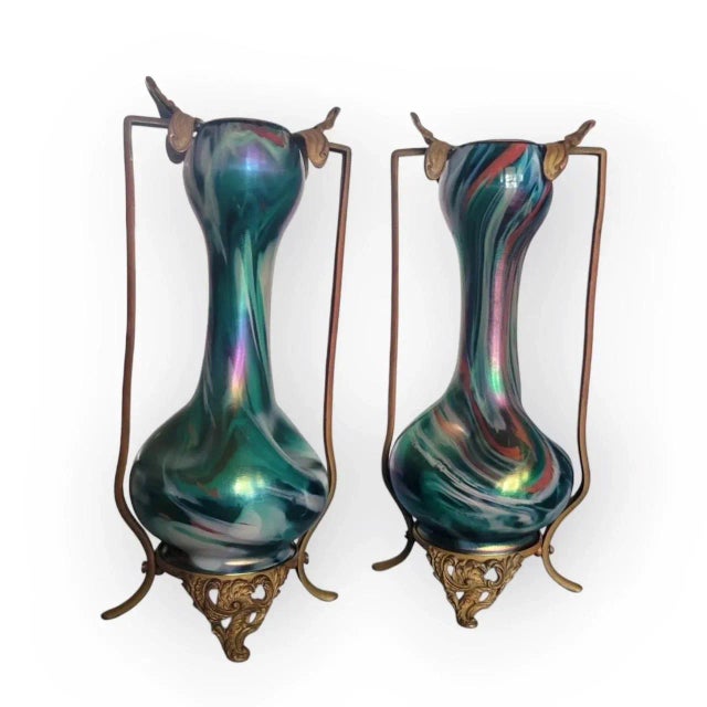 Pair of 1900s Joseph Rindskopf Söhne Iridescent Art Deco Art Nouveau ...