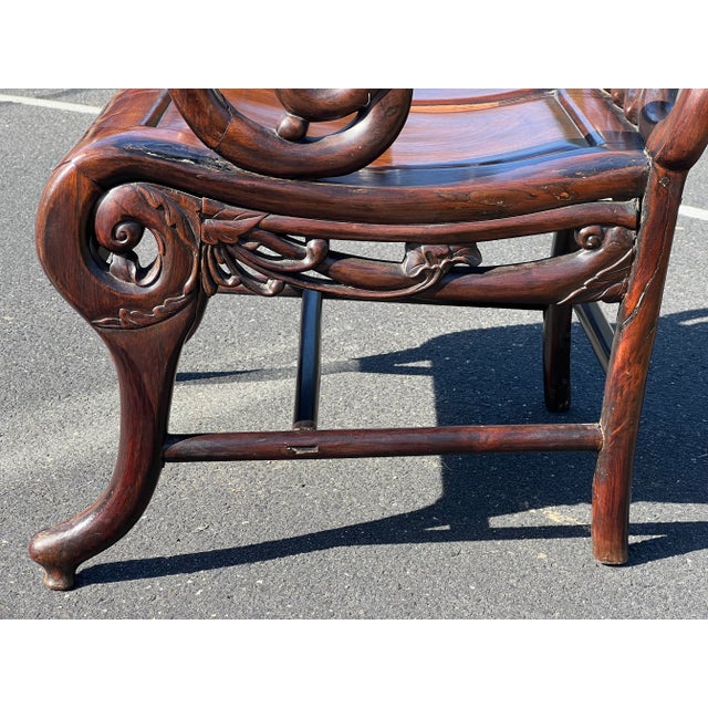 1950s Vintage Chinese Parlor Throne With Inset Marble Splat | Chairish