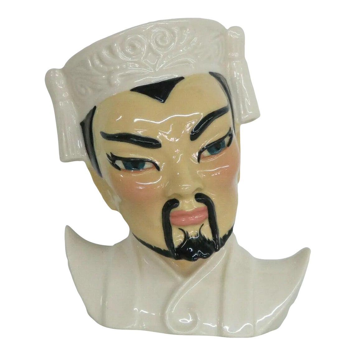 Ceramic Arts Studio Manchu Asian Chinese Man Vintage Head Vase | Chairish