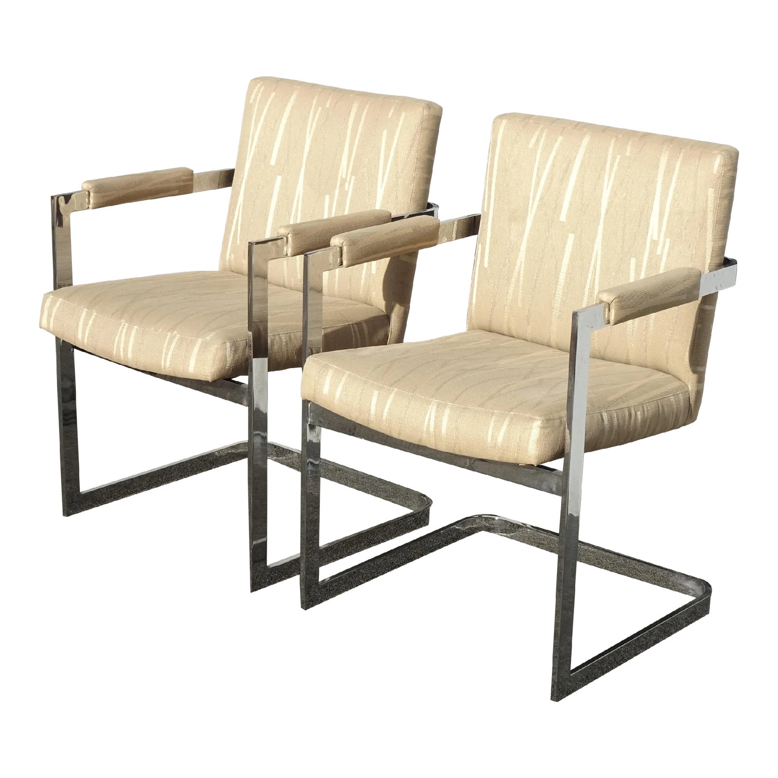 Pair of Vintage Mid Century Chrome Arm Chairs | Chairish