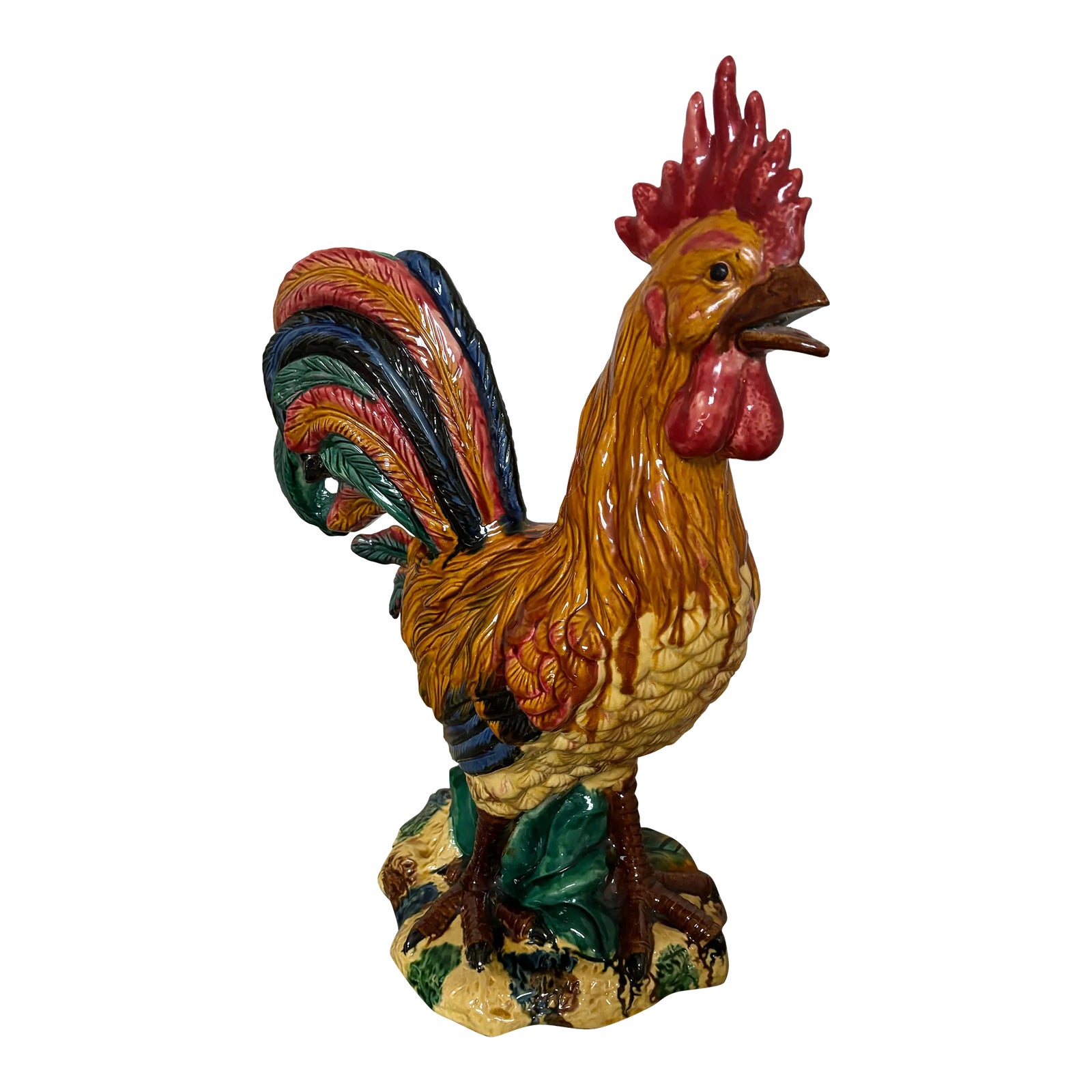 Rooster Figure in Glazed Porcelain, 60’s | Chairish