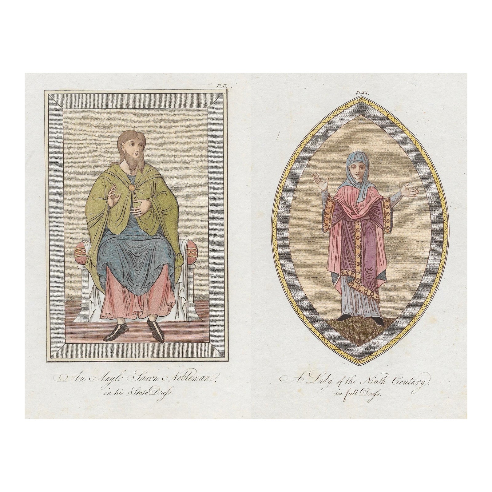 Pair of 1796 English Historical Dress Engravings | Chairish