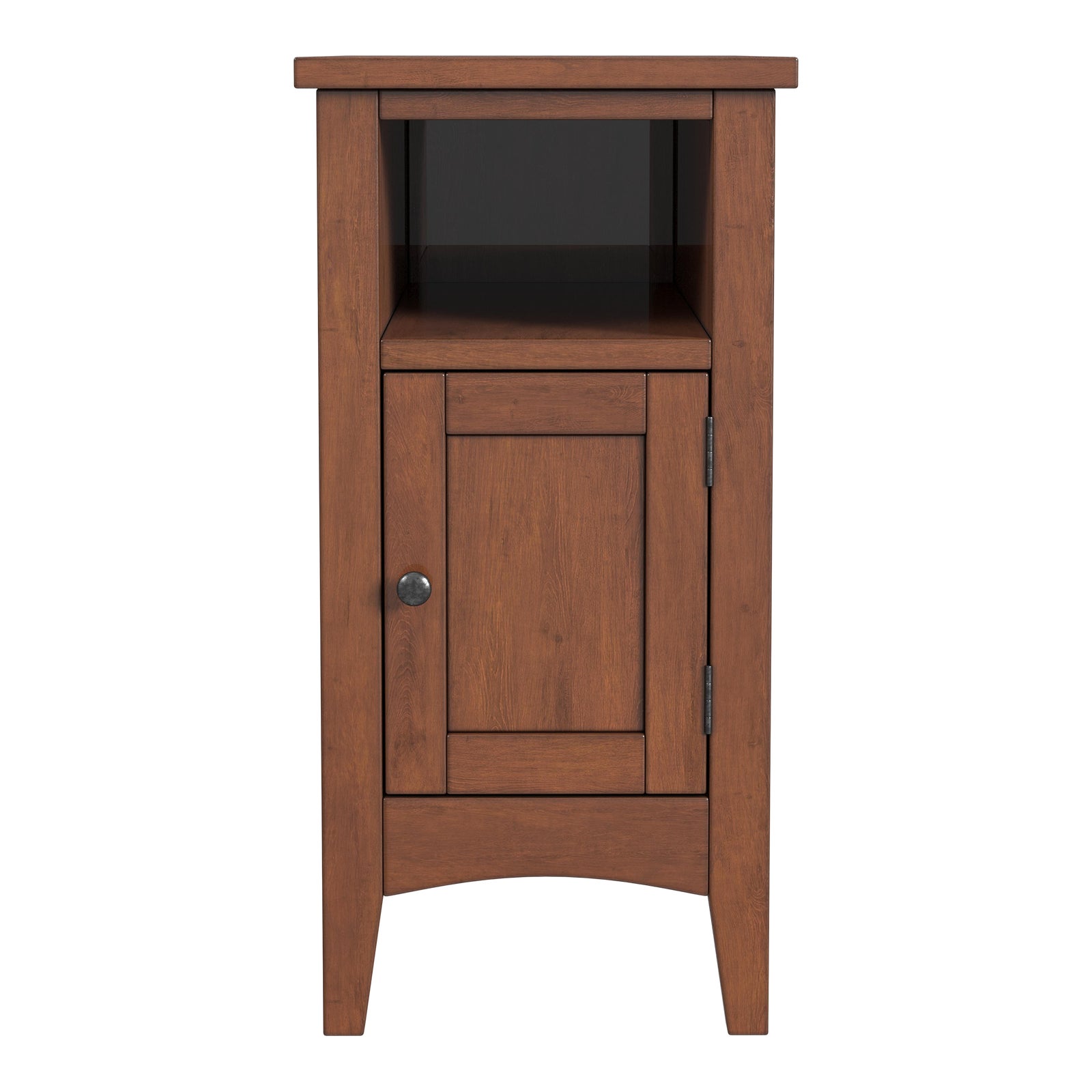 Avina Burl1 Door Side Table, Medium Brown | Chairish
