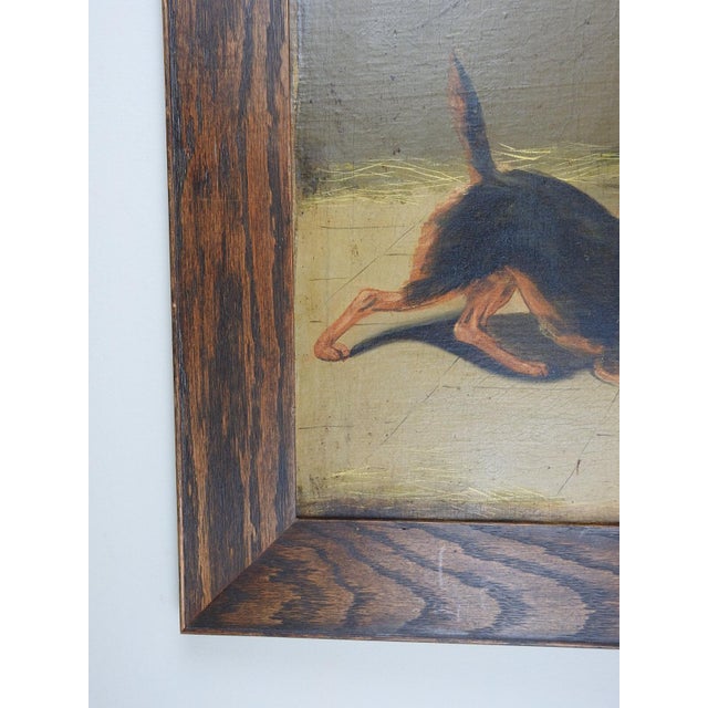 Antique Late 19th Century Dogs in Barn Painting | Chairish
