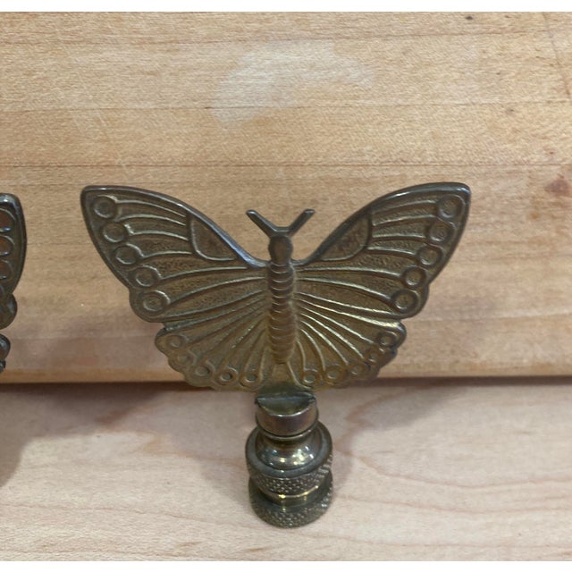 Late 20th Century Brass Butterfly Lamp Finial, Set of 2 | Chairish