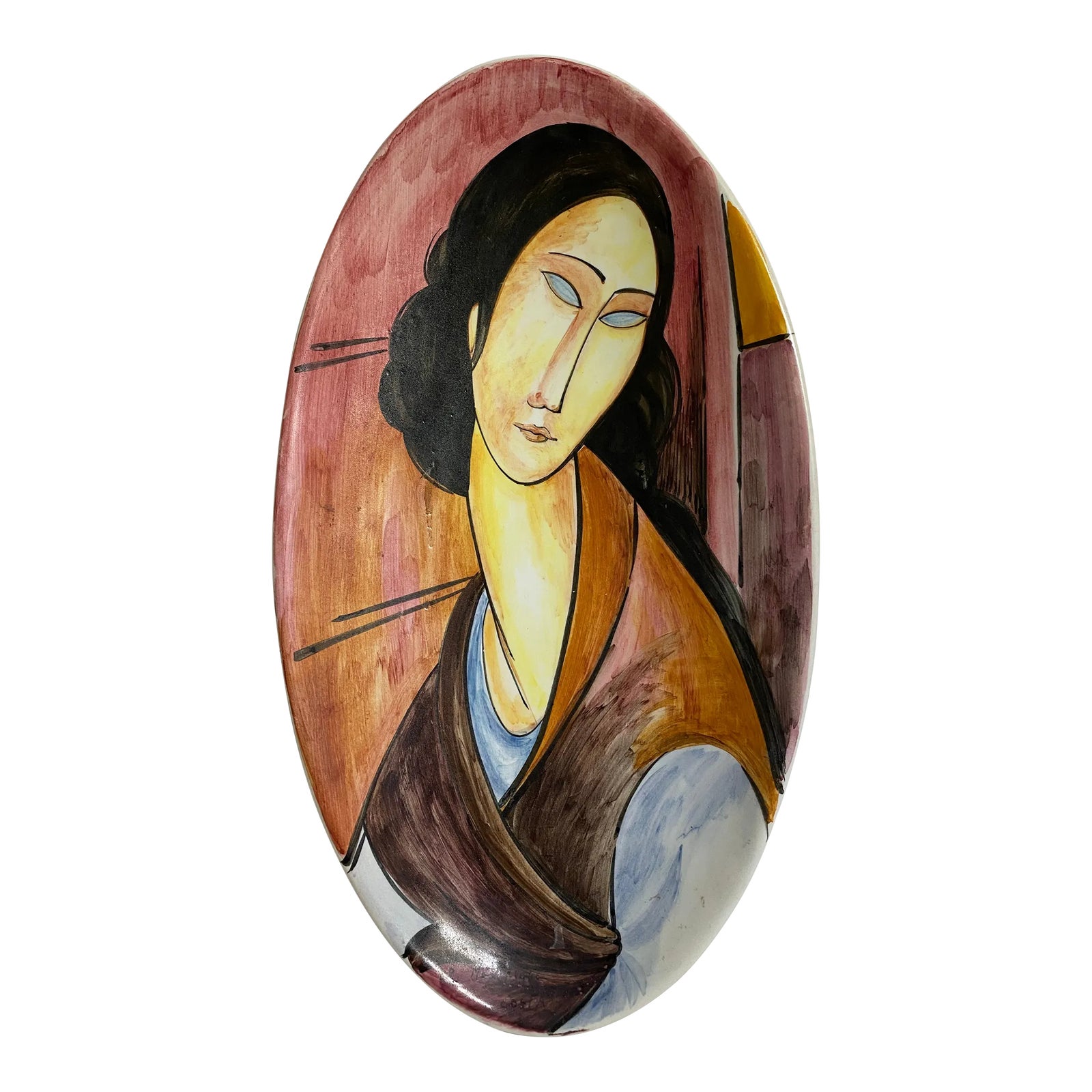 Vintage Italian Pottery Modigliani Lady Wall Hanging Plaque | Chairish