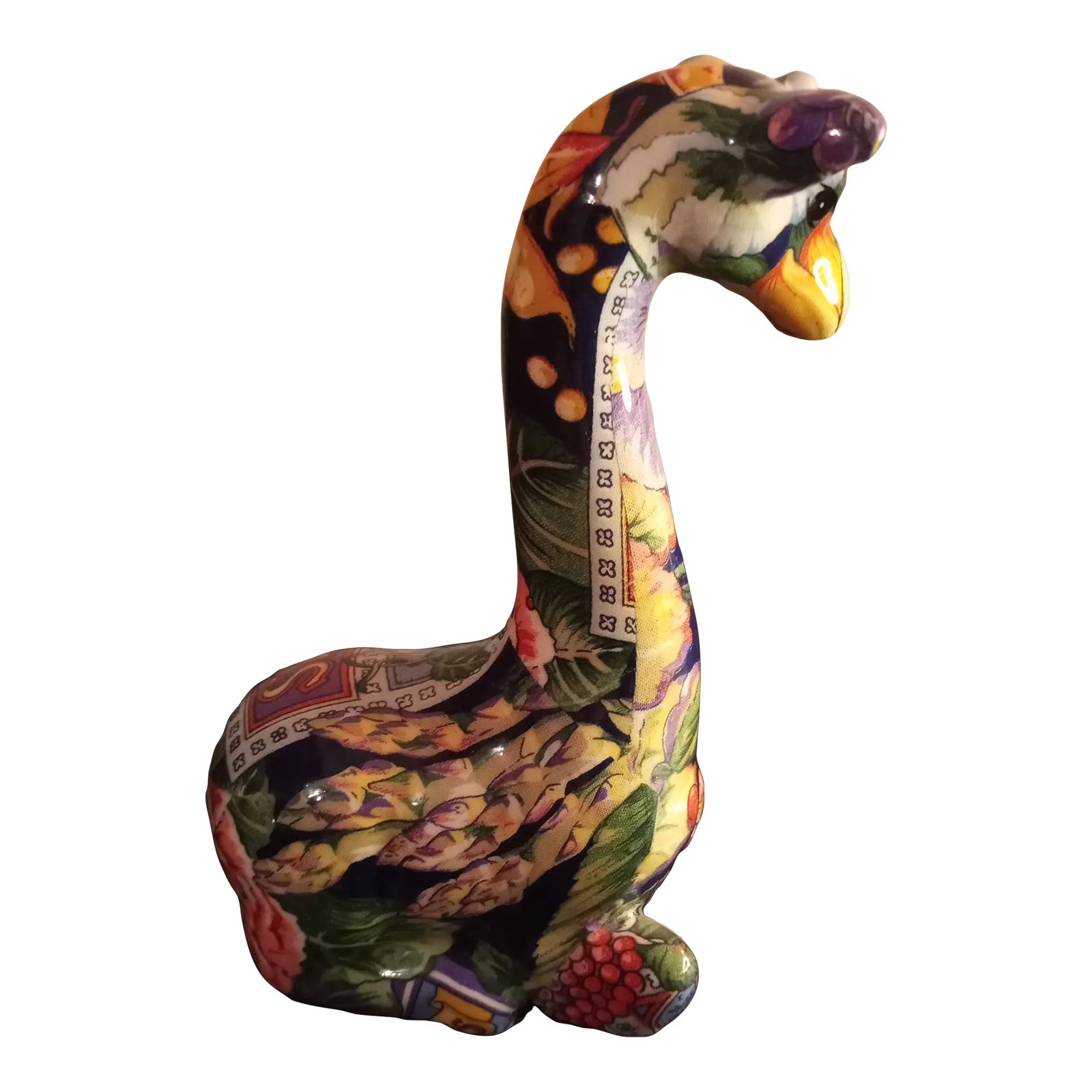Decoupage Sitting Giraffe Figurine | Chairish